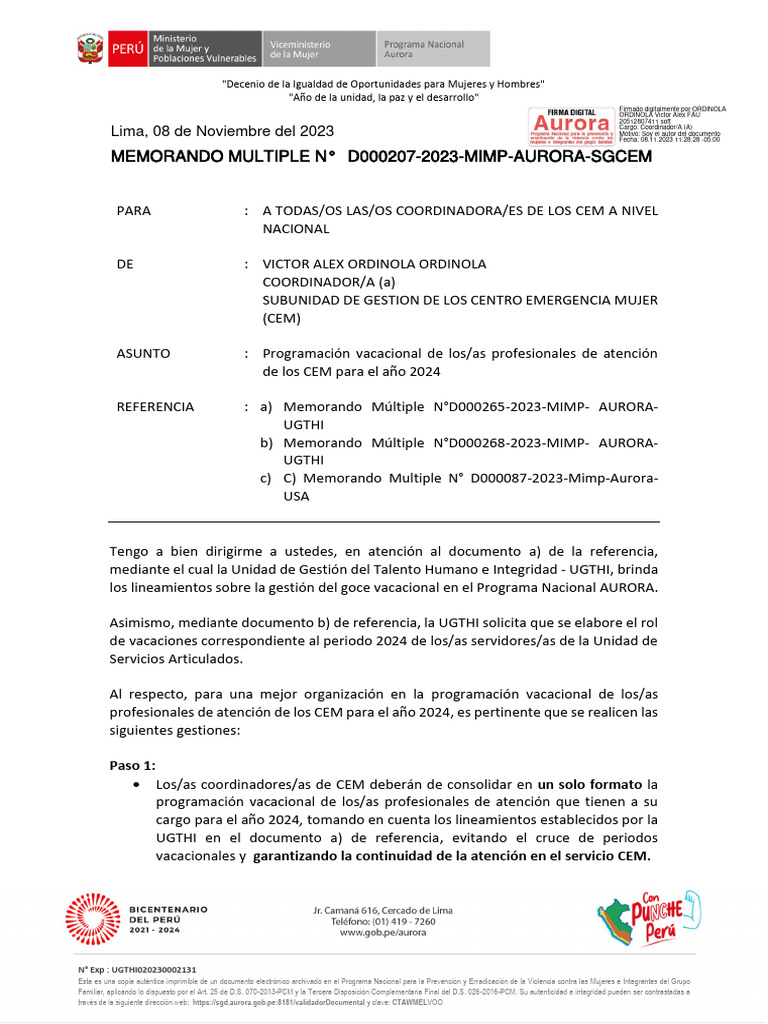 Memorando Multiple-000207-2023 | PDF