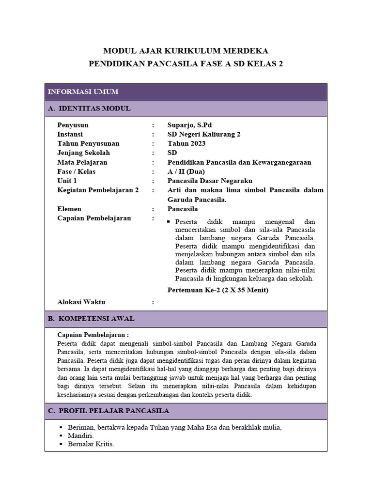RPP Kurikulum Merdeka Pak Suparjo | PDF | Kesehatan Holistik