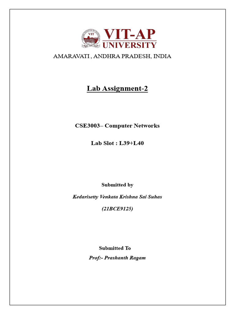21BCE9125 ComputerNetwork Lab2 | PDF | Network Switch | Computer Network