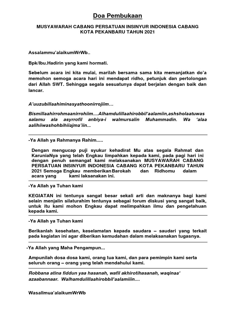 Doa Acara | PDF