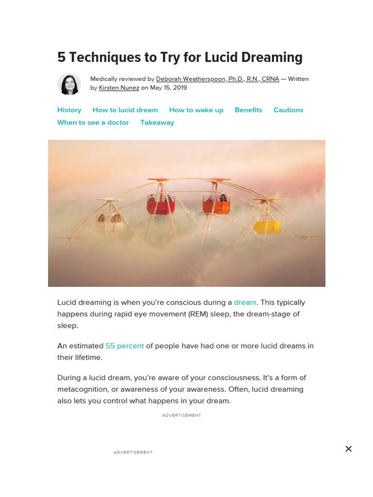 How To Lucid Dream - 5 Techniques, Benefits, and Cautions | PDF ...