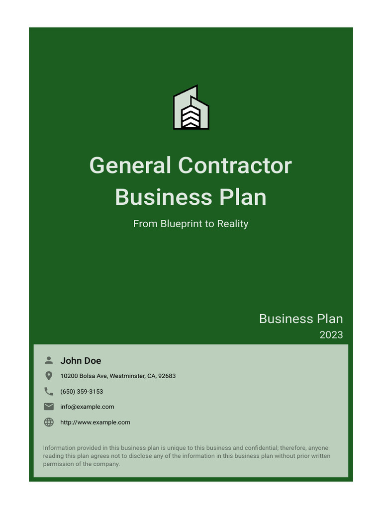 General Contractor Business Plan 2023 | PDF | Marketing | Business Plan