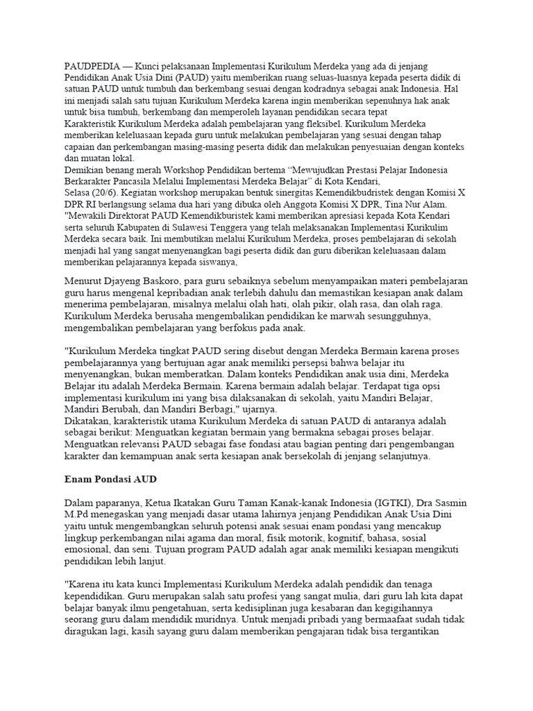 Kurikulum Merdeka Paud Pdf