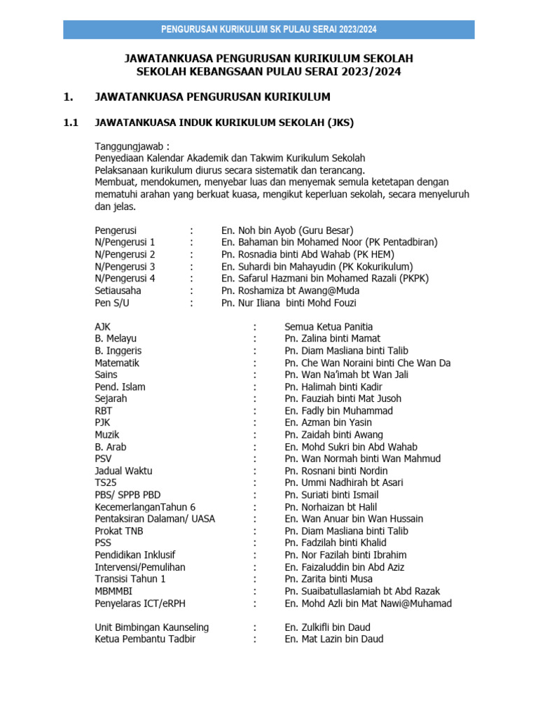 PENGURUSAN KURIKULUM 2023 | PDF