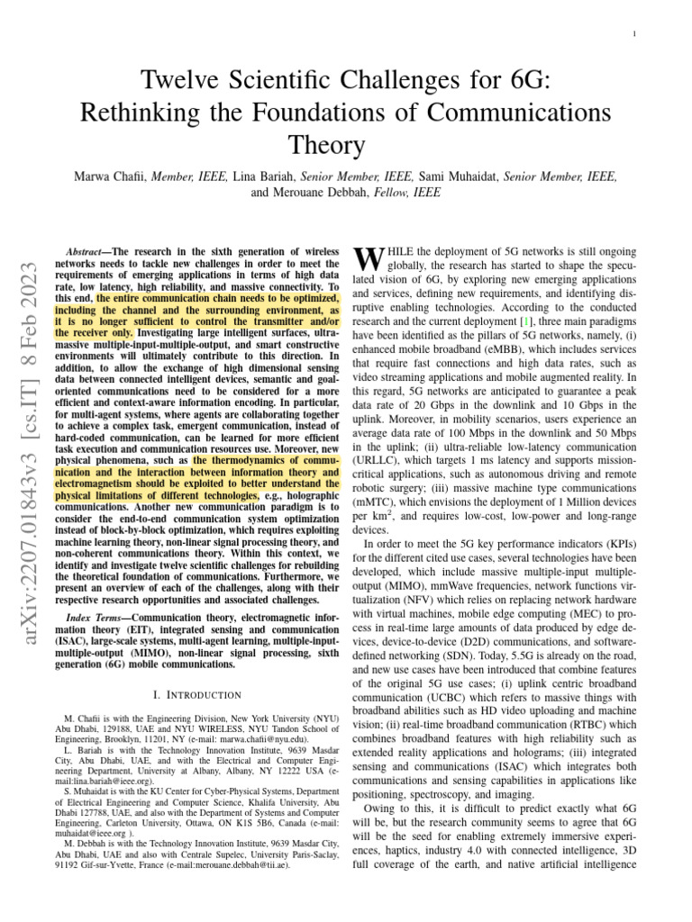 D) Twelve Scientific Challenges For 6G | PDF