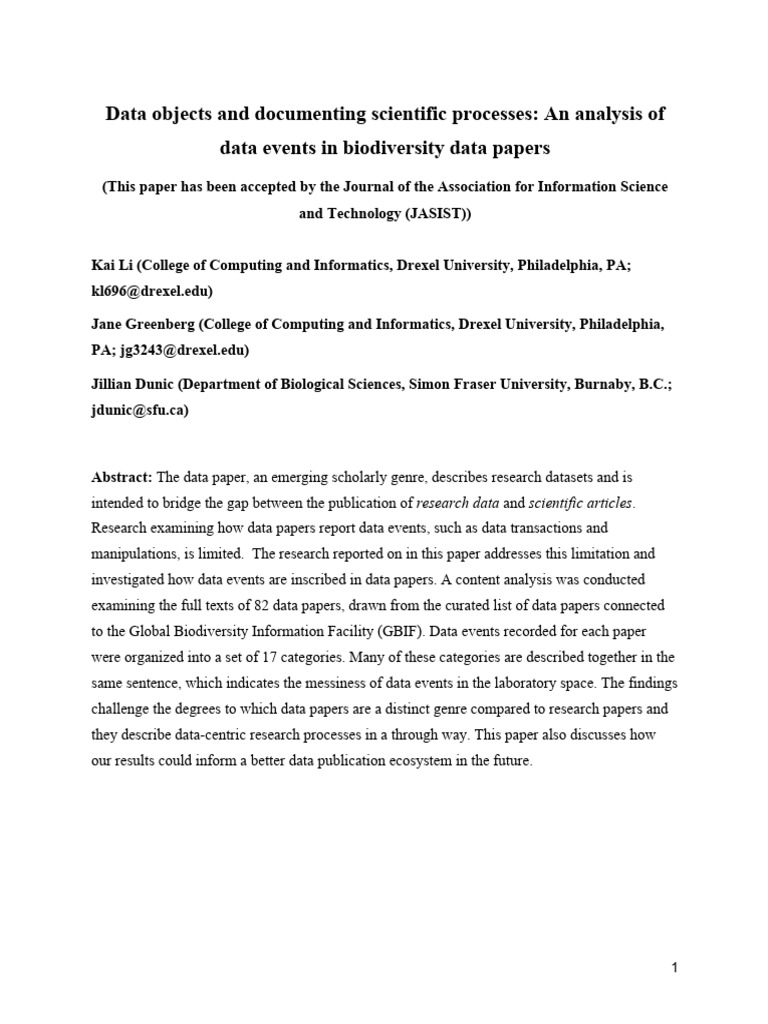 Data Objects And Documenting Scientific Processes Pdf