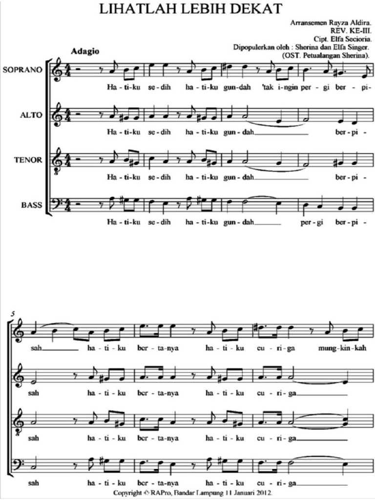 Partitur Lihatlah Lebih Dekat | PDF