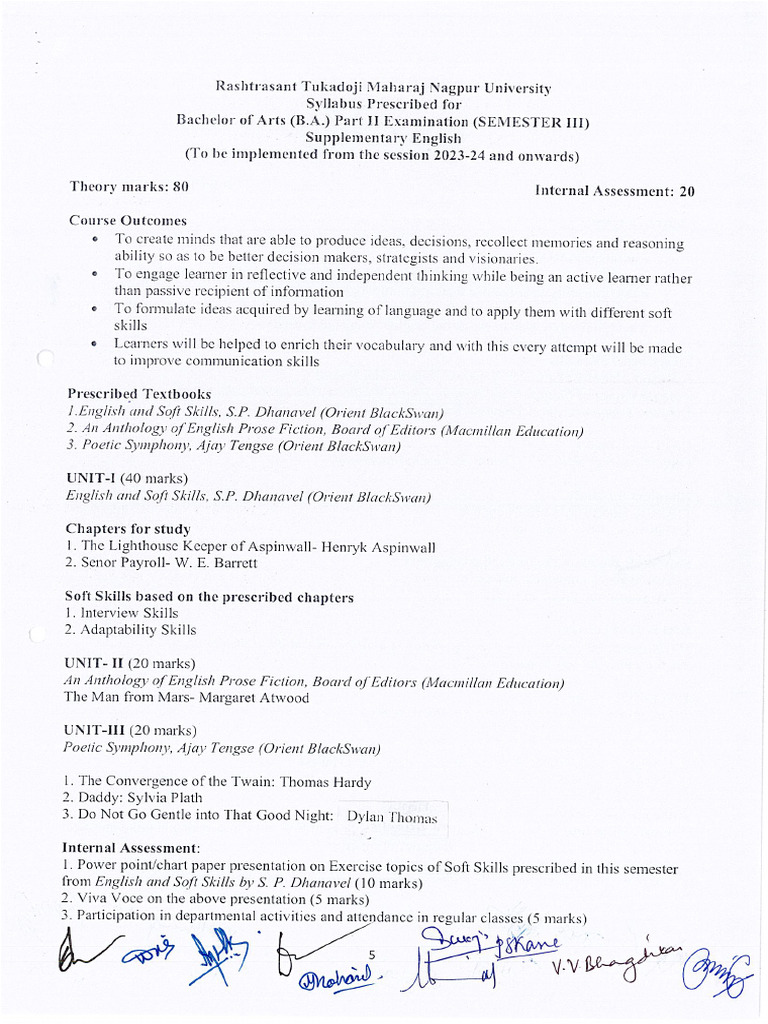 BA in Suplimentry English-3rd To 6th Sem | PDF