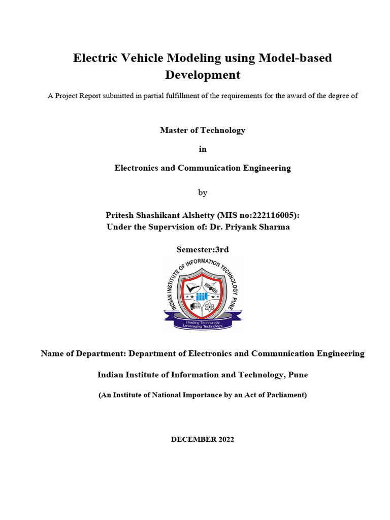MTP 3rd Sem Report December 2022 | PDF | Plug In Hybrid | Electric Vehicle