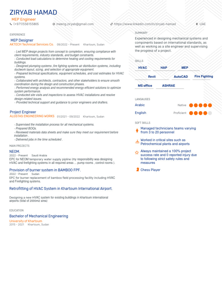 Ziryab Hamad: MEP Engineer | PDF