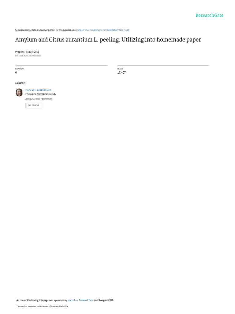 Amylum and Citrus Aurantium L Peeling Utilizing in | PDF