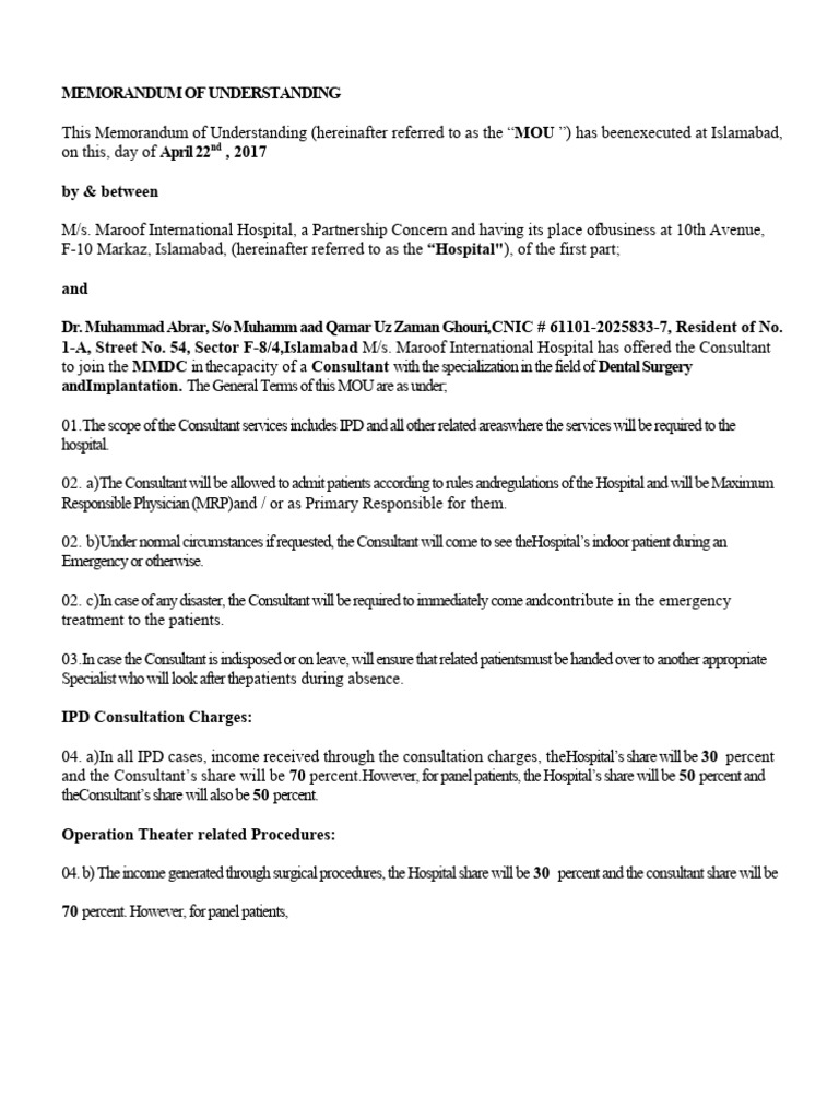 Memorandum of Understanding | PDF