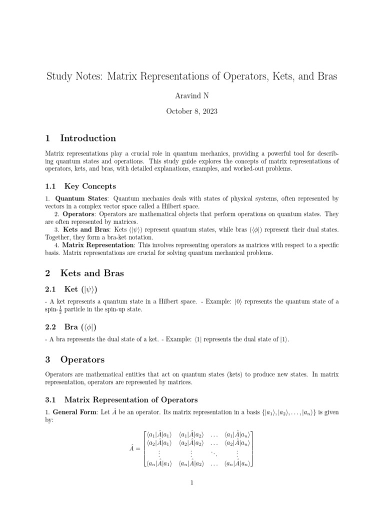 QM Notes 7 | PDF | Matrix (Mathematics) | Mathematical Analysis