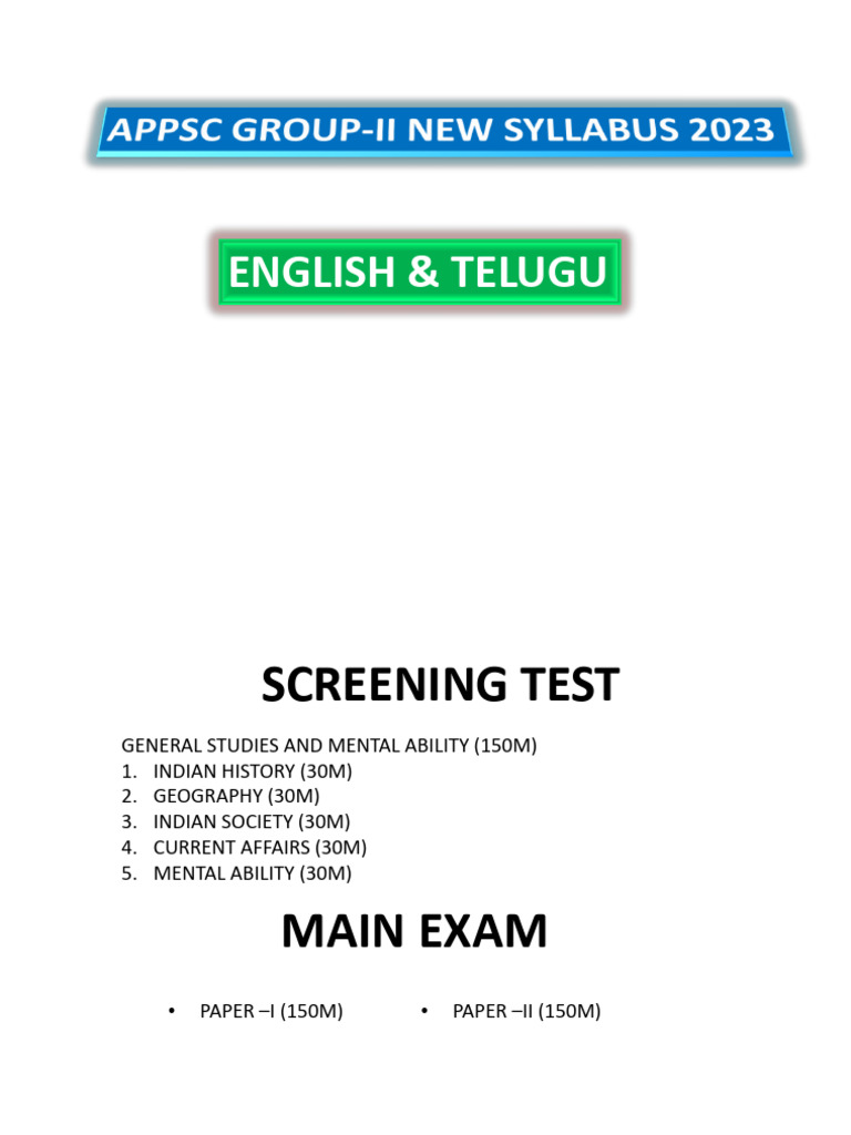 APPSC Group2 Syllabus in Telugu | PDF