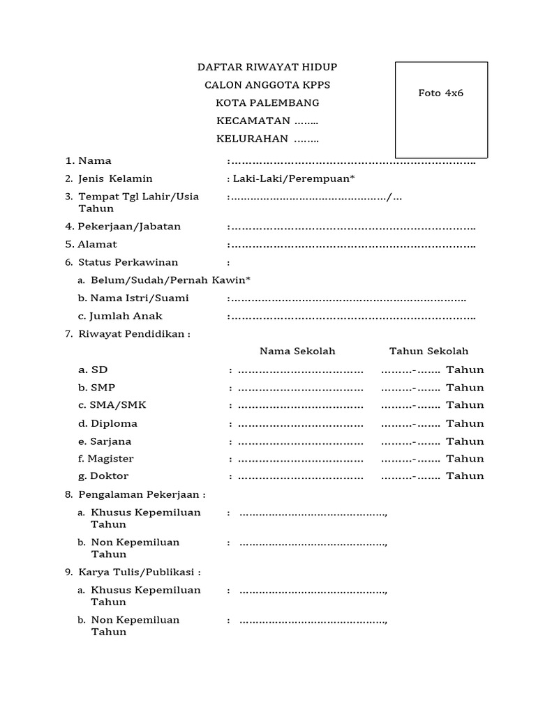 1669018500daftar Riwayat Hidup Calon PPK-PPS | PDF