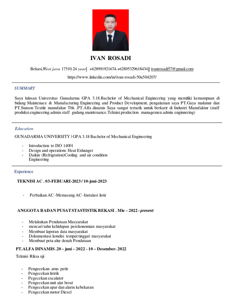 Curriculum Vitae Ivan Rosadi | PDF