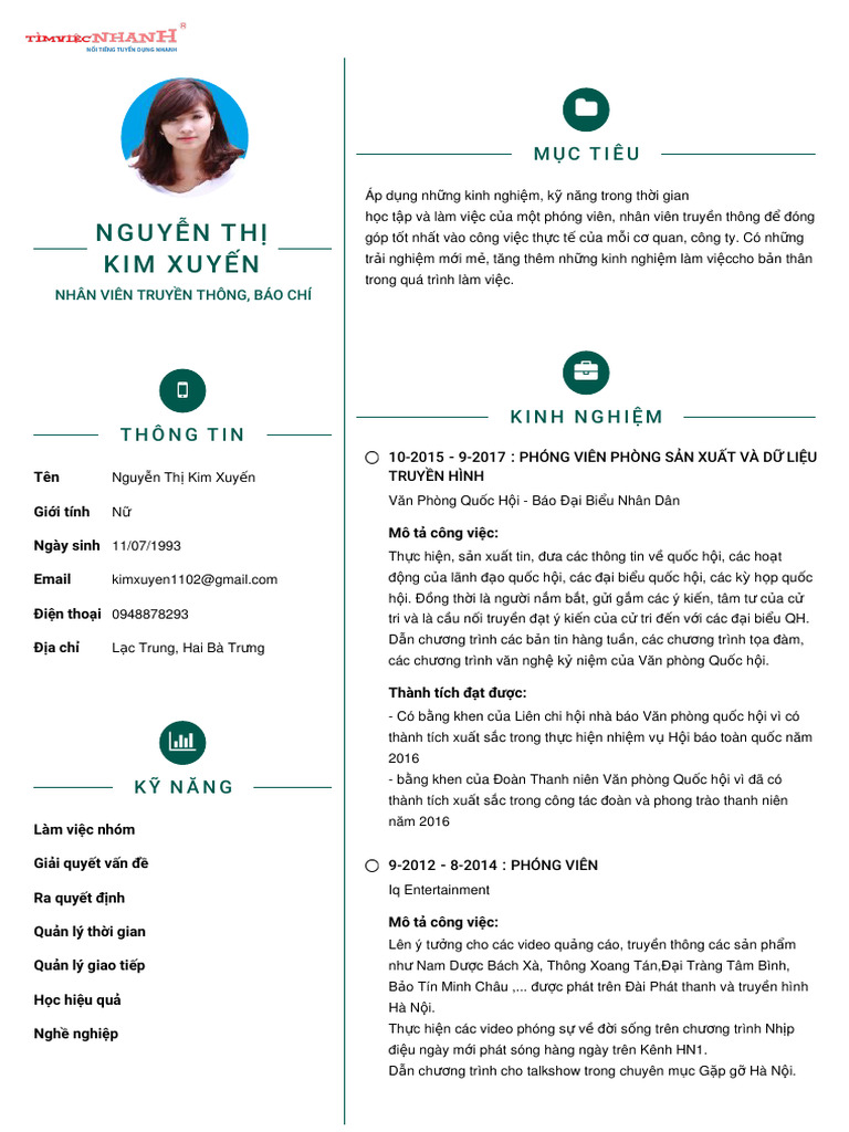 CV Nguyen Thi Kim Xuyen | PDF