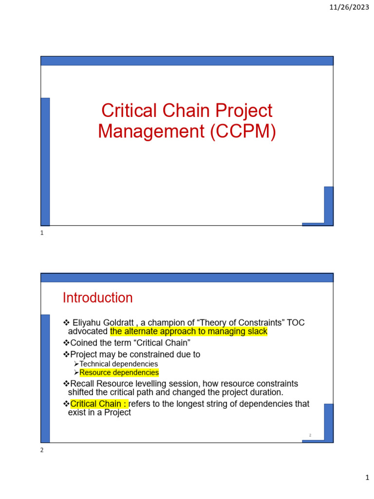 Critical Chain Project Management - Hout | PDF