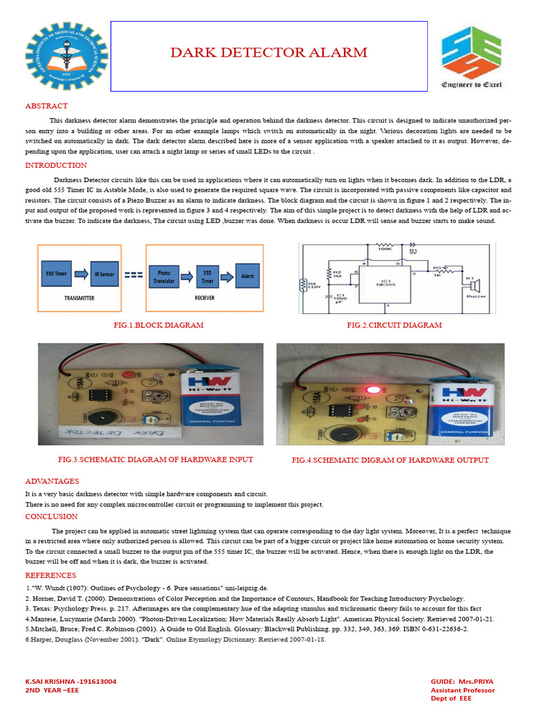 Darkness Detector Alarm Circuit Design | PDF | Sensor | Electronic Circuits