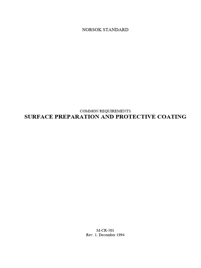 Norsok Standard Common Requirements Surface Preparation and Protective Coating | PDF