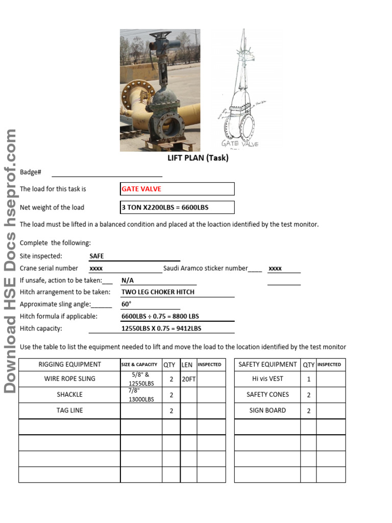 Lifting Plan | PDF | Crane (Machine) | Rope