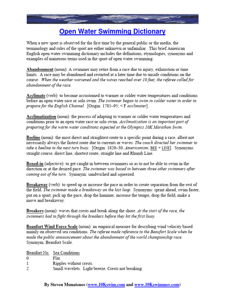 Open Water Dictionary | PDF