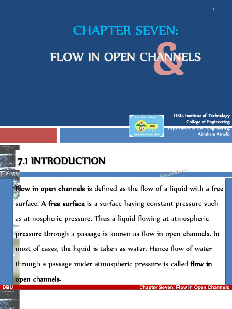 CH 7 Flow in Open Channels | PDF | Fluid Dynamics | Reynolds Number
