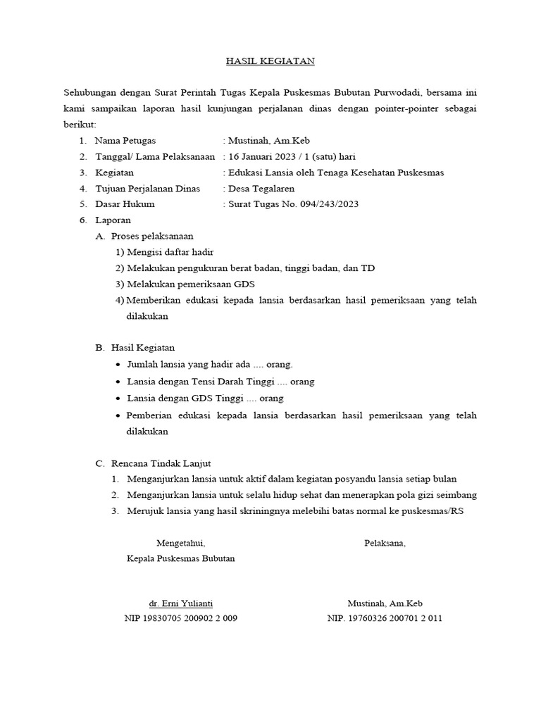 Edukasi Lansia Puskesmas Bubutan | PDF