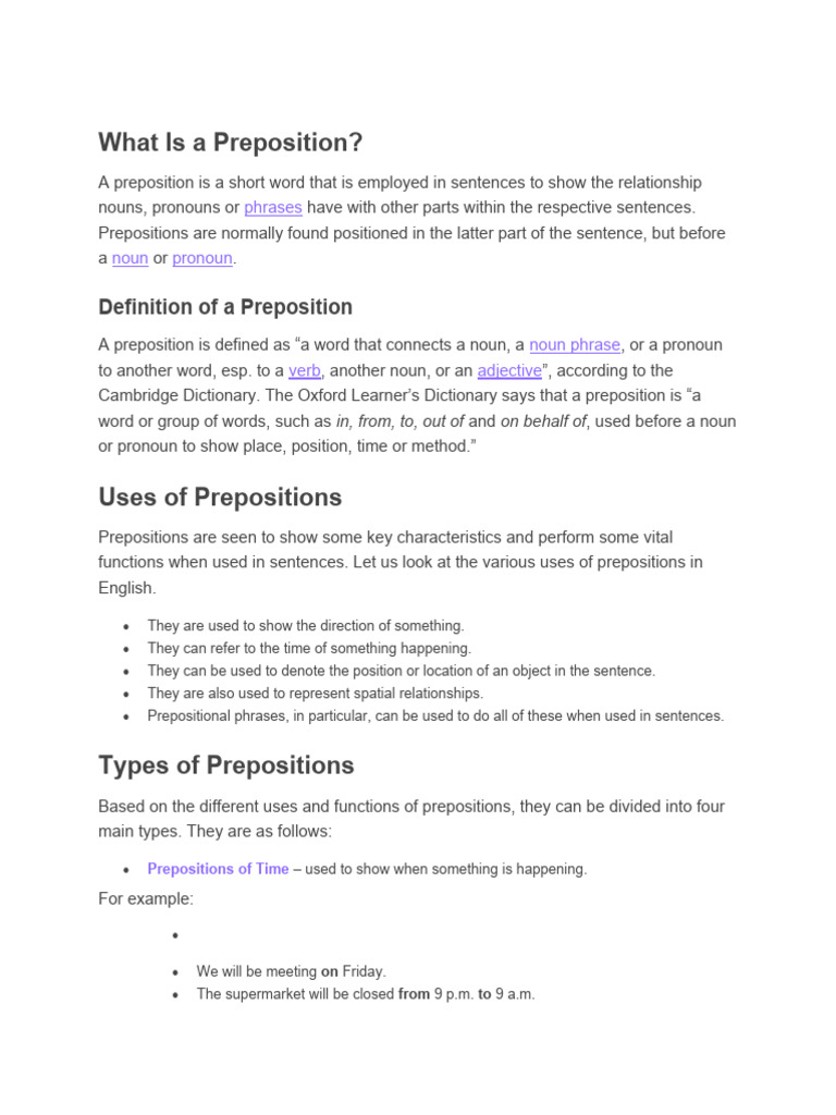 Preposition Pdf Noun Preposition And Postposition