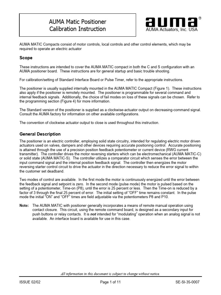 Auma Matic Positioner | PDF