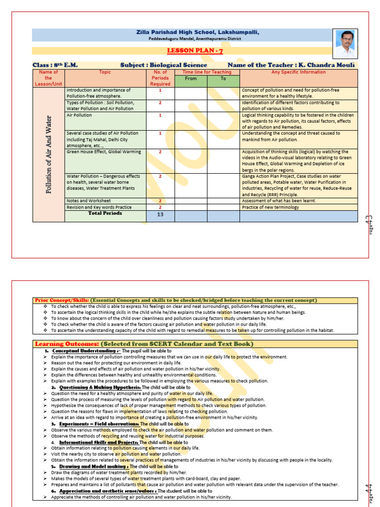 8th BS Unit 7 Lesson Plan | PDF