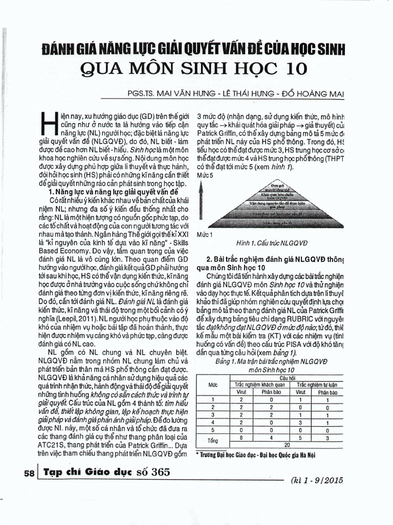 17danh Gia Nang Luc Giai Quyet Van de Cua Hoc Sinh Qua Mon Sinh Hoc 10 | PDF