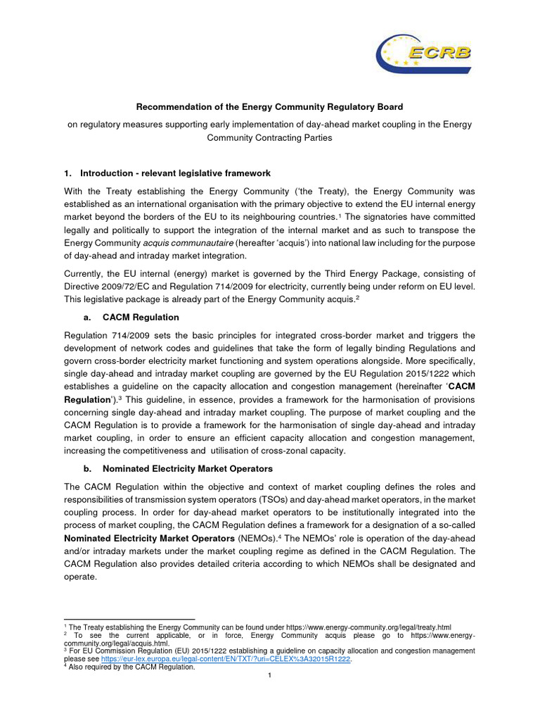 ECRB 042019 Recommendation NEMO | PDF | Day Trading | European Union