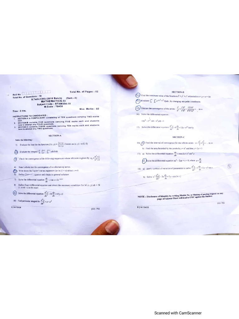 M3 Ptu Paper With Solution | PDF