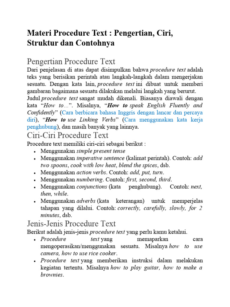 Materi Procedure Text | PDF