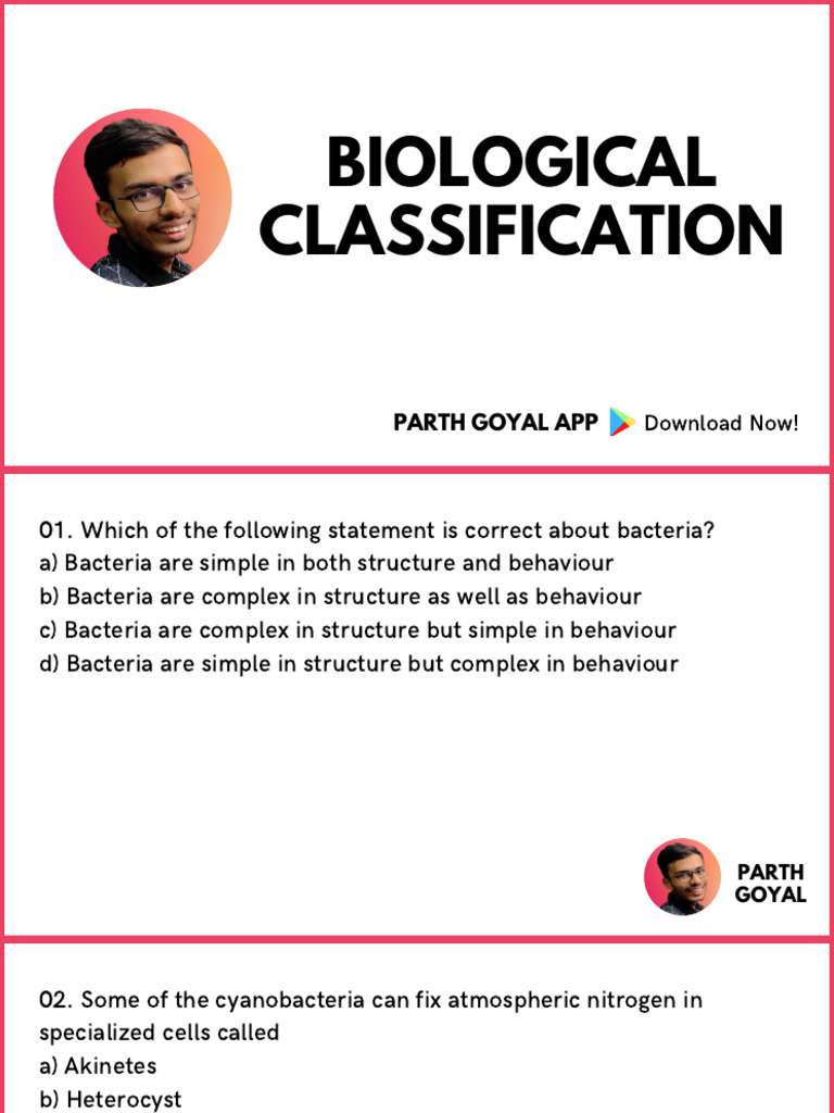 NEET 2024 Biological Classification MCQs | PDF | Bacteria | Fungus