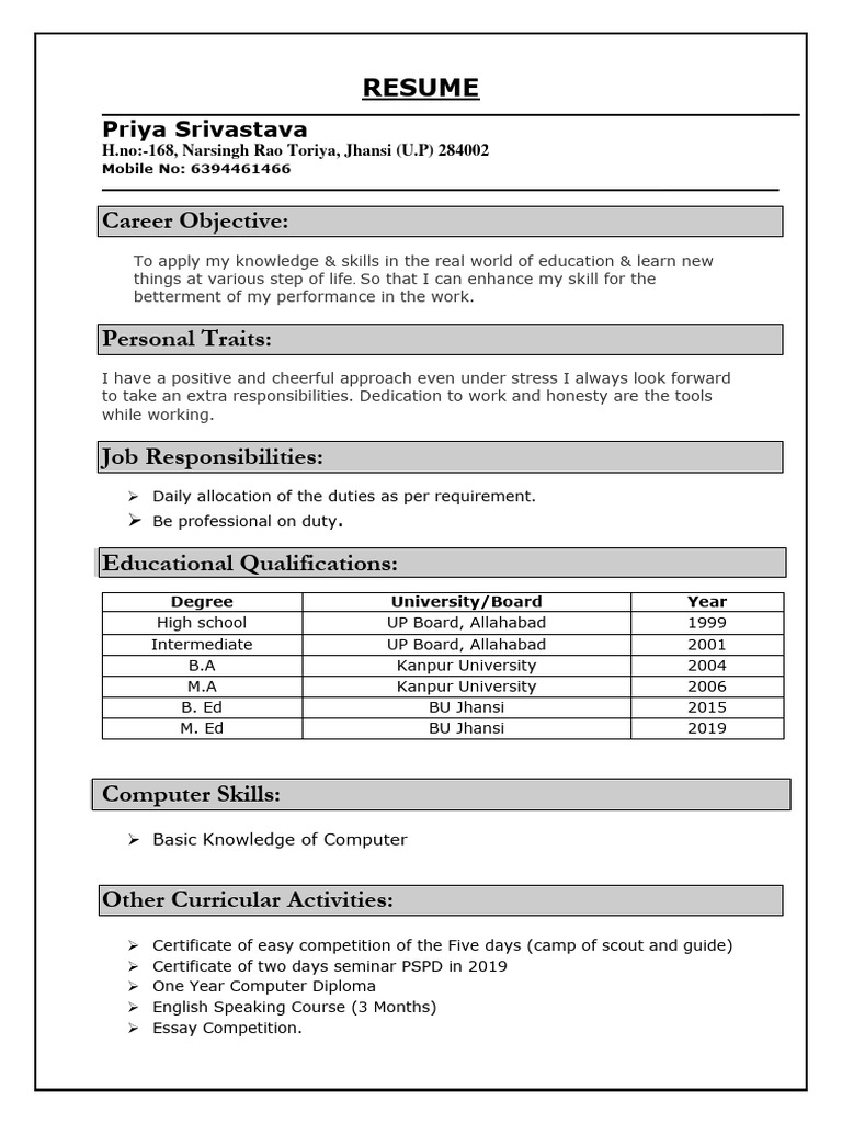 Priya Resume-1 | PDF