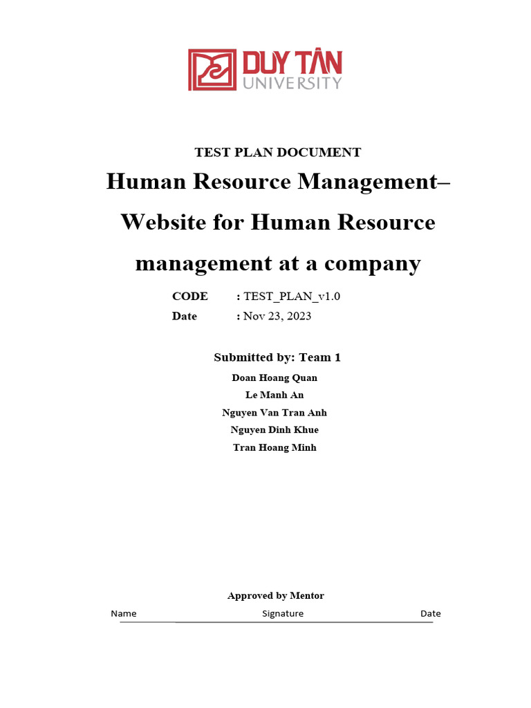 Team 1-Human Resource Management | PDF | Databases | Information