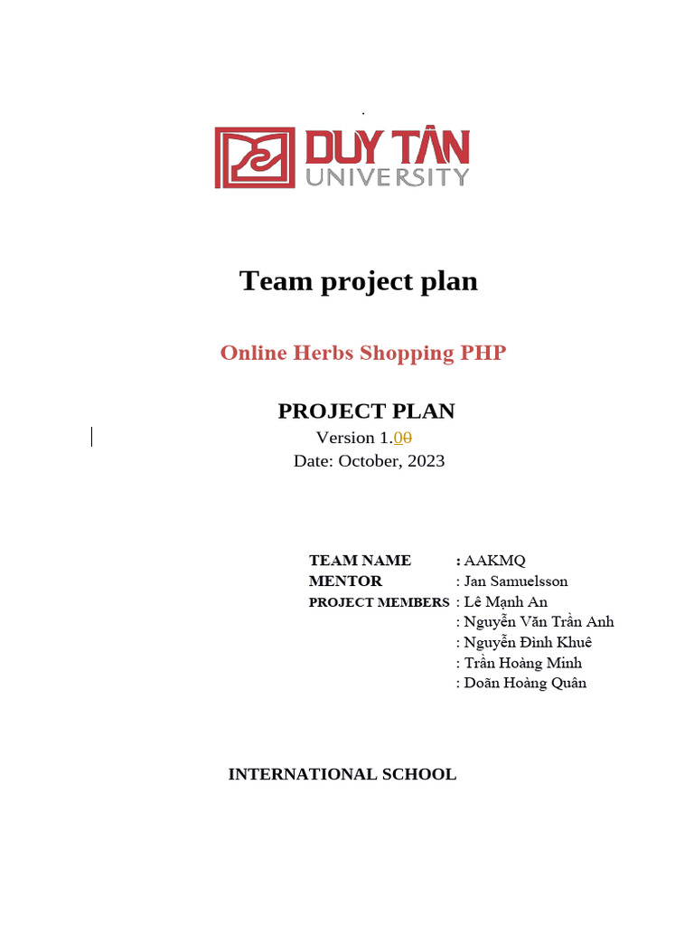 AIS OnlineHerbsShopping Project - Plan | PDF | Scrum (Software Development) | Risk
