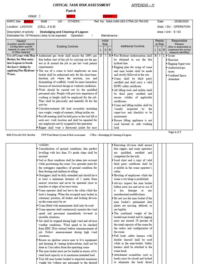 CTRA-20-TM-035-Lagoon Cleaning-R1-Not Approved | PDF | Crane (Machine ...