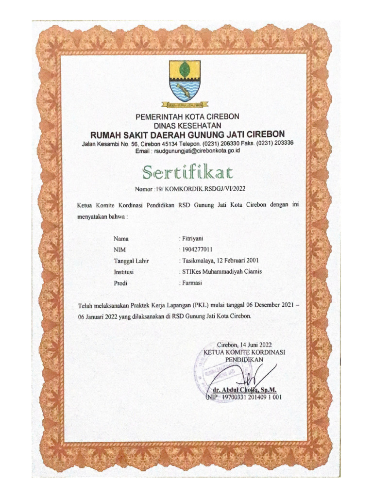 Sertifikat PKL | PDF