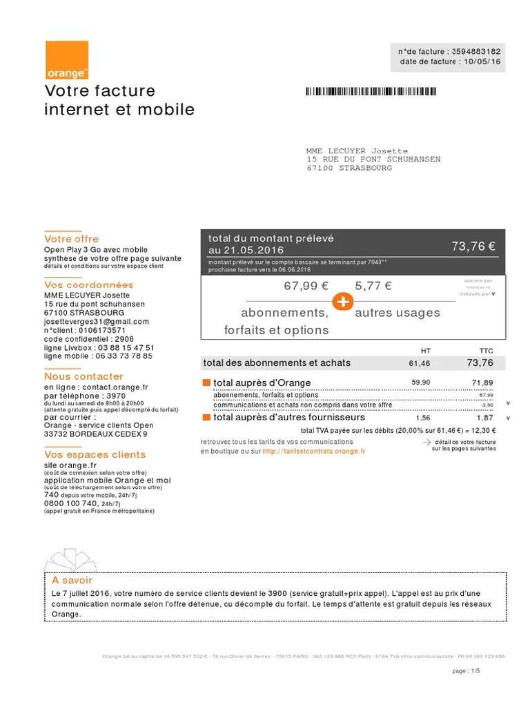 Facture Orange 2023 | PDF