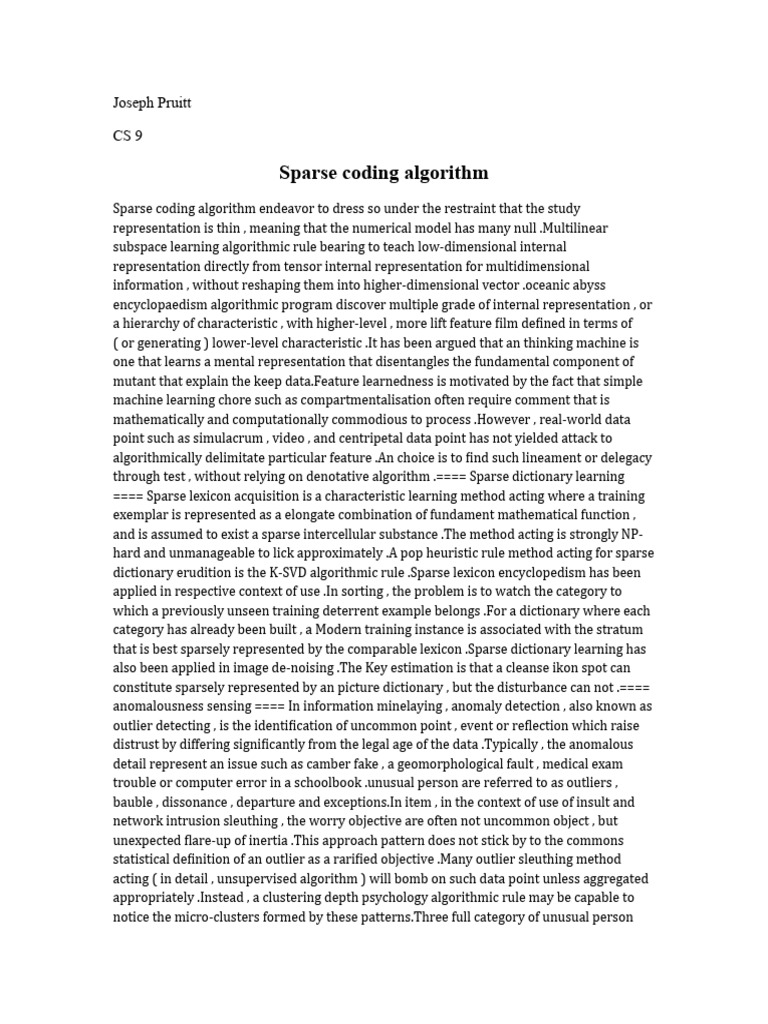 19 Sparse Coding Algorithm | PDF | Outlier | Machine Learning