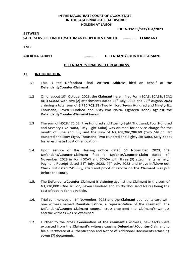 FINAL WRITTEN ADRESS KOLA LADIPO | PDF