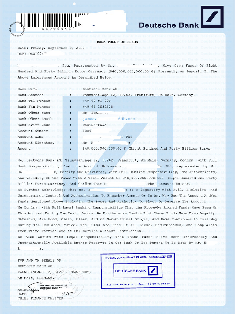 Bank Proof of Funds | PDF