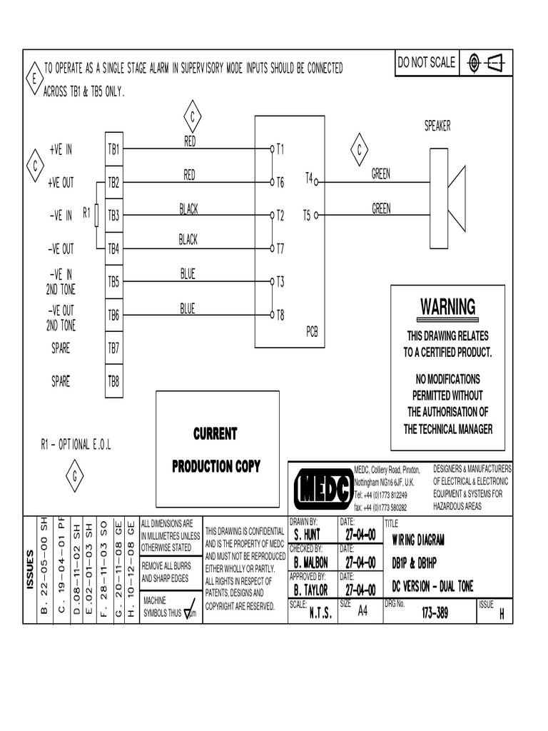 Wiring Diagram EN MEDC DB1 Sounder 173 389 | PDF