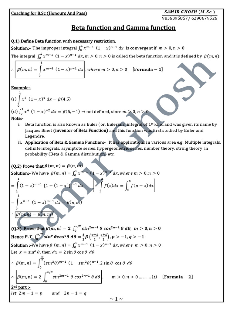 Beta Function and Gama Function | PDF | Function (Mathematics) | Mathematics
