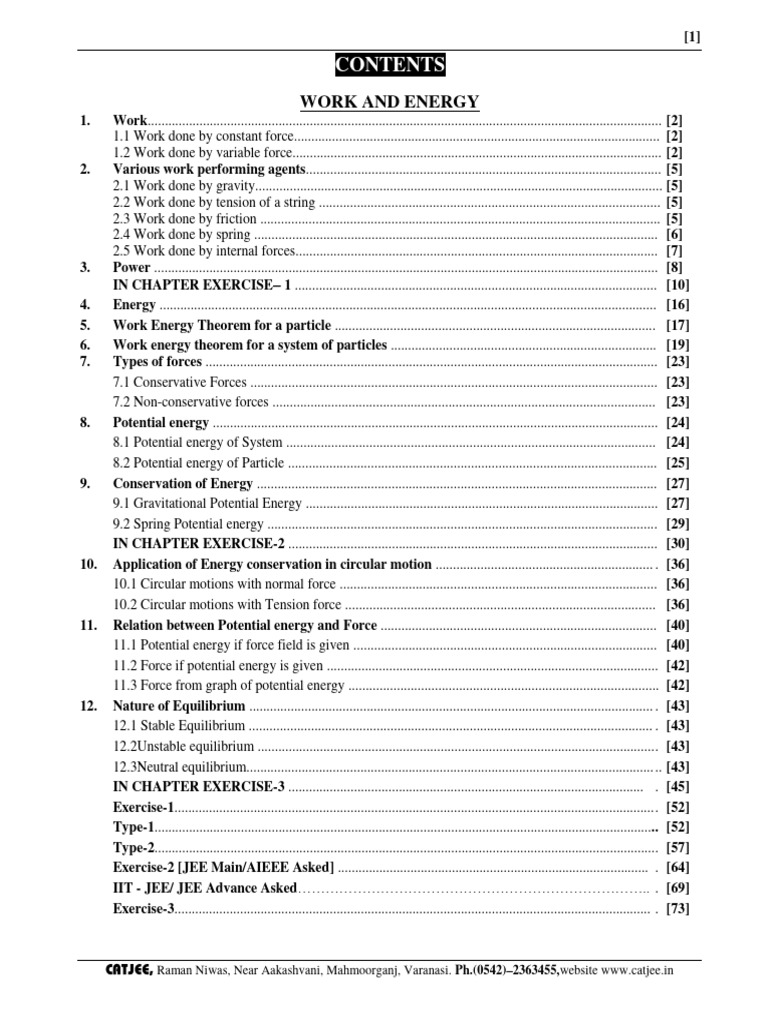 Work Energy and Power (Booklet) | PDF | Force | Friction