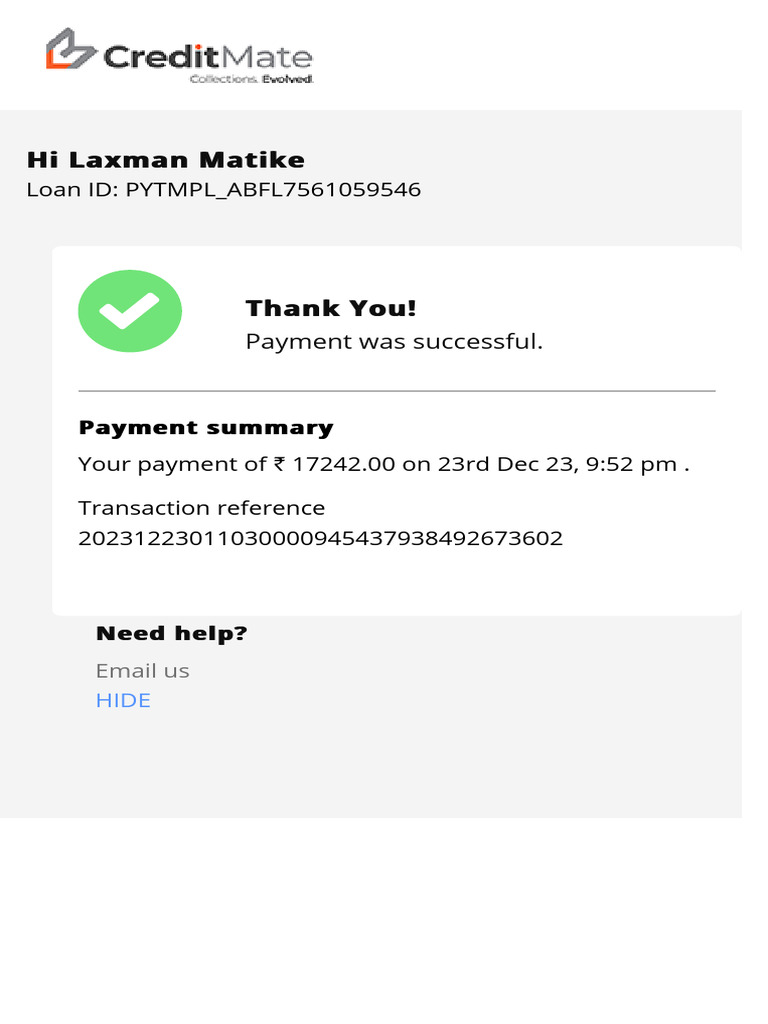 Successful Payment Confirmation | PDF