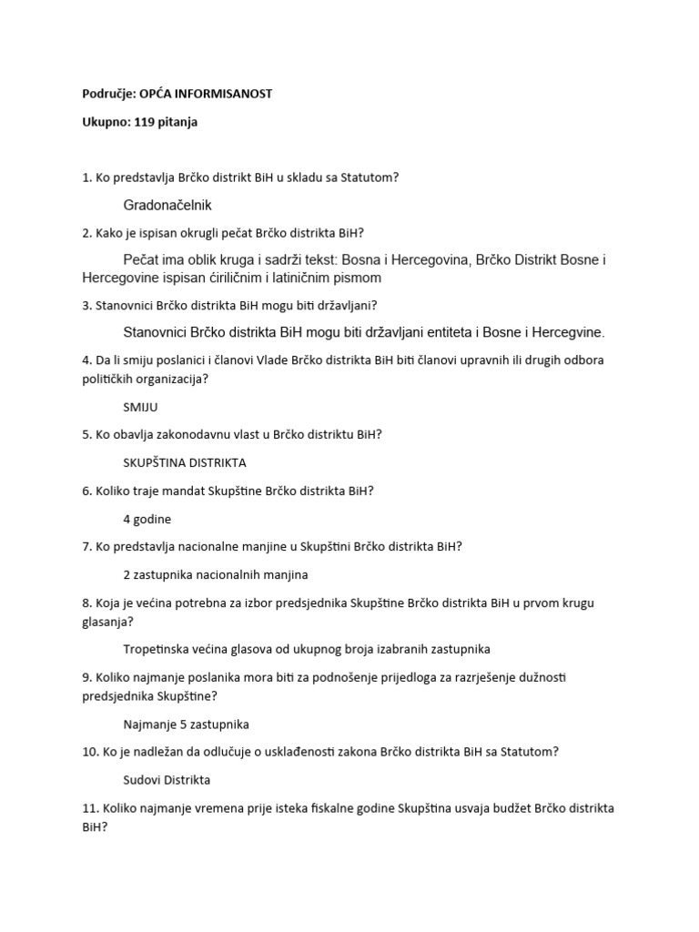 Pitanja Obrazovanje | PDF